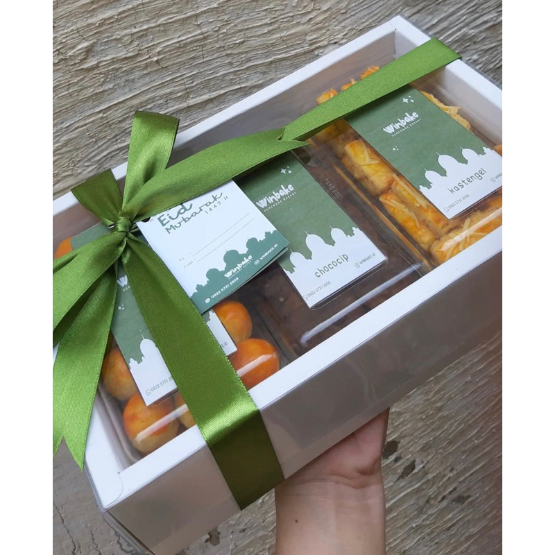 Jual Kotak Hampers Tutup Full Mika muat 3 Toples Persegi Panjang 350 gr ...