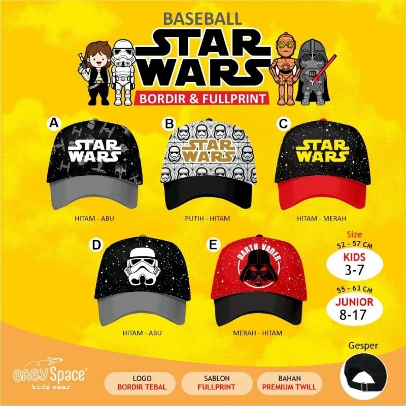 Jual TOPI ANAK STAR WARS KIDS JUNIOR | Shopee Indonesia