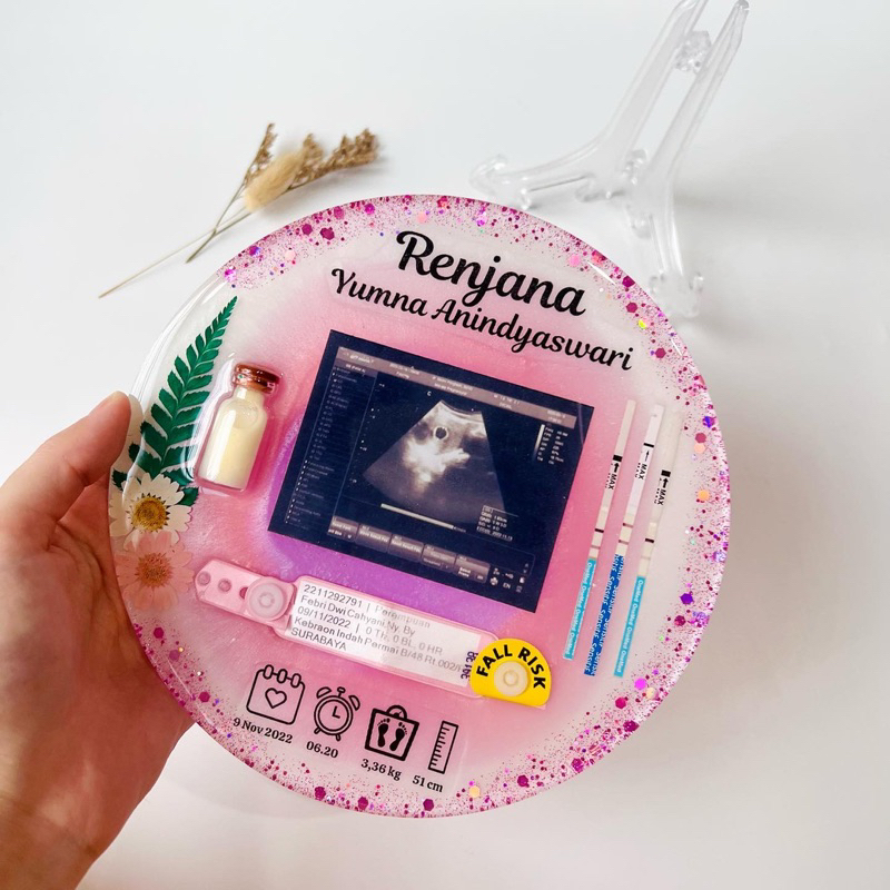 Jual Kenangan hamil Pregnancy resin art bulat size besar alas akrilik ...