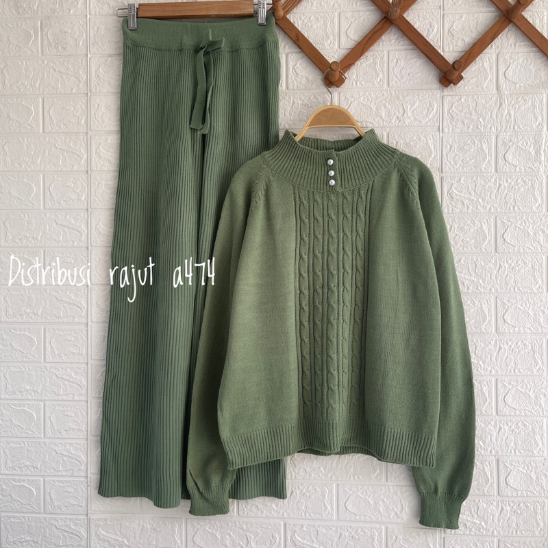 Jual ONESET SWEATER RAJUT HOZURA SETELAN CELANA KULOT RAJUT WANITA ...