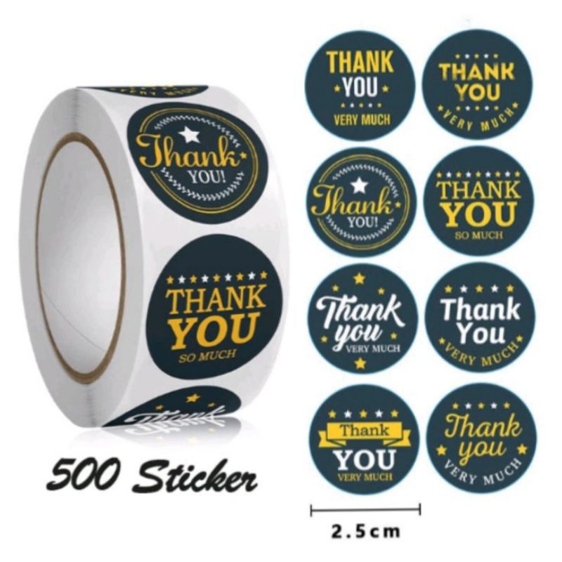 Jual 1 Roll 500 PCS Sticker Thank You Sticker Label Makanan Sticker ...
