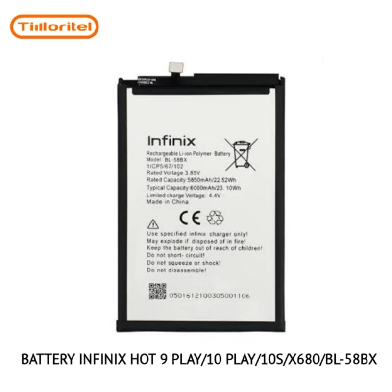 Jual BATTERY INFINIX HOT 9 PLAY/10 PLAY/10S/X680/BL-58BX | Shopee Indonesia