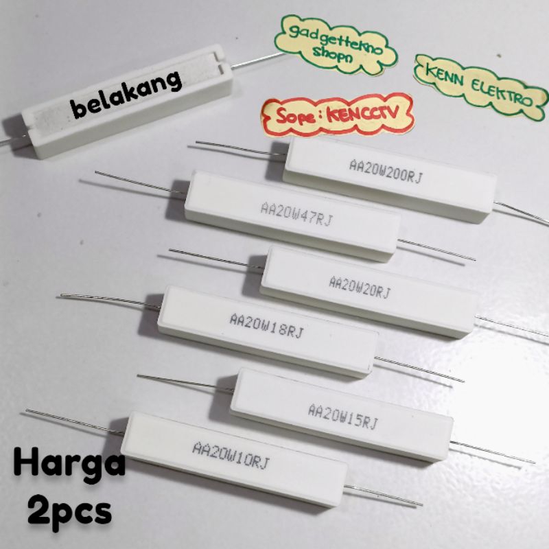 Jual resistor 20watt resistor 20ohm r20w varian ukuran (HARGA 2PCS ...