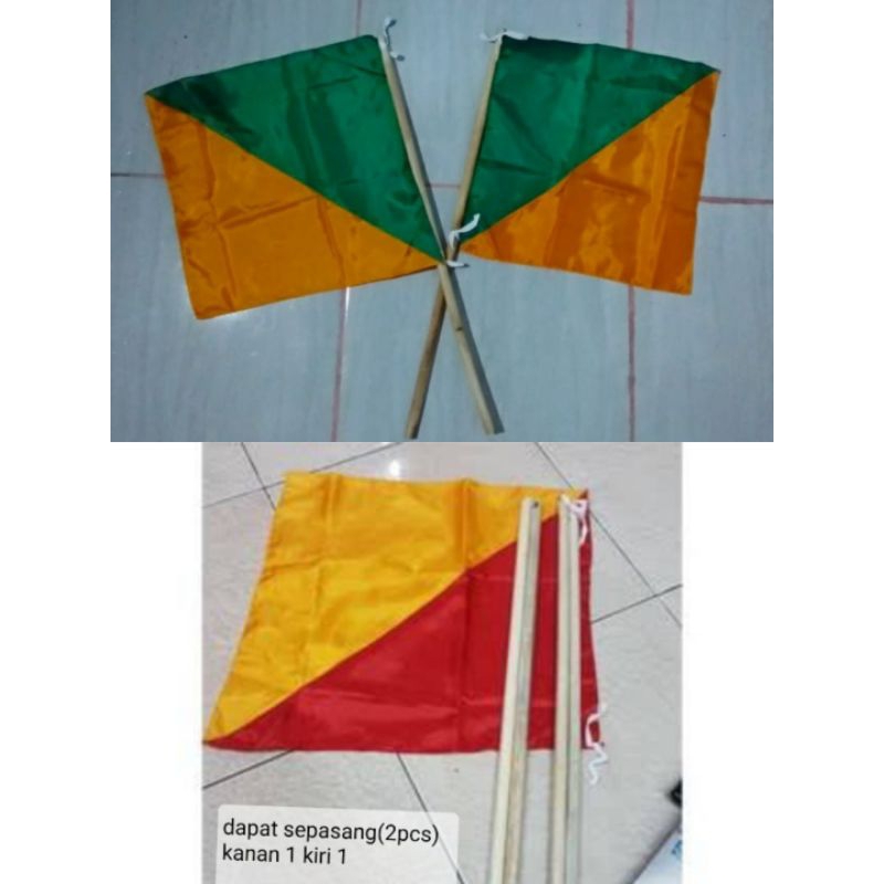 Jual SEPASANG (2Biji) bendera dan tongkat semapur hijau dan merah ...