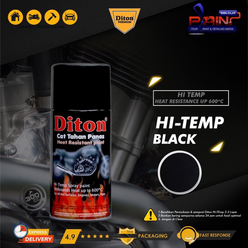 Jual Cat motor diton premium hi temp black 300cc / PIlox Pylox Cat Semprot Diton Hi-Temp Black ...