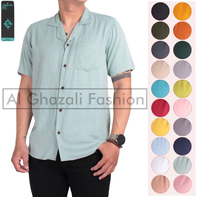 Jual AL GHAZALI KEMEJA POLOS LENGAN PENDAK HAWAIAN CLASSIC SHIRT KEMEJA ...