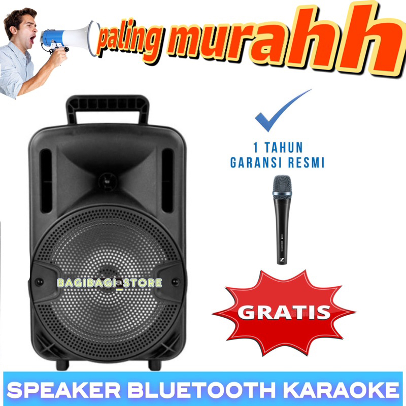 Jual Speaker Karaoke Bluetooth Gratis Mic Full Bass Ukuran Jumbo