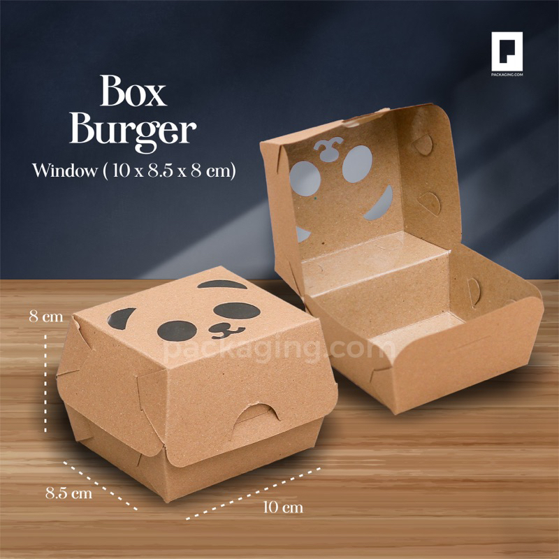 Jual Box Burger/Box Burger Window uk10x8,5x8/Dus Donat/Box Serbaguna | Shopee Indonesia