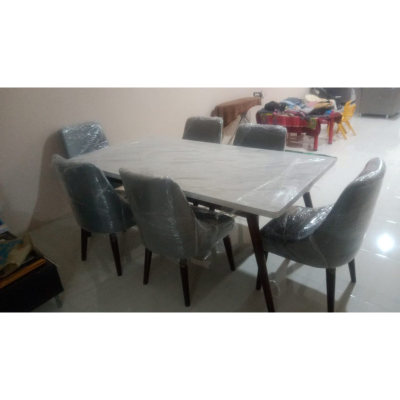 Jual LINK KHUSUS 6 kursi minimalis + meja hpl marmer 170cm | Shopee ...