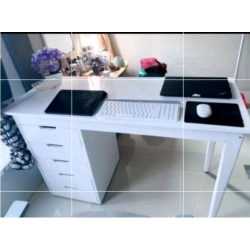 Jual Meja Kantor full putih/ Meja kerja full putih/ Meja Belajar Full ...