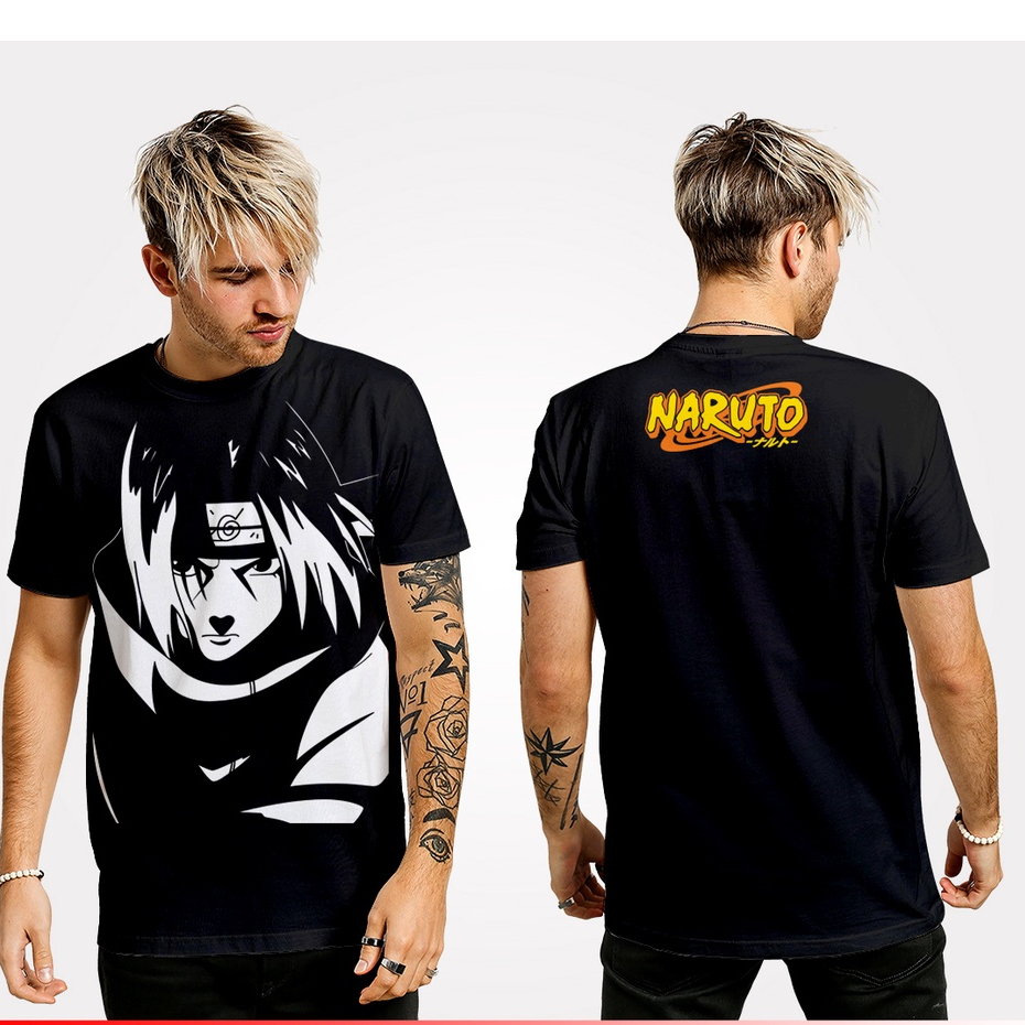 Jual T-SHIRT DISTRO/KAOS NARUTO SASUKE SILUET HITAM PUTIH / KAOS KATUN ...