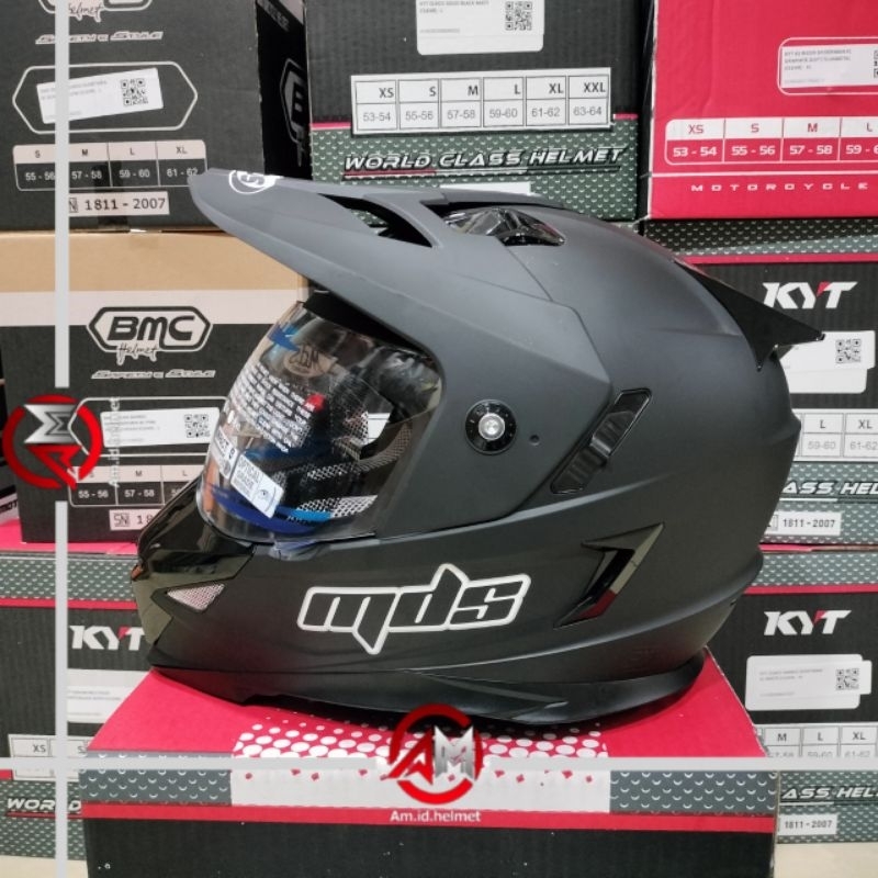Jual HELM MDS SUPER PRO SOLID BLACK DOFF DOUBLE VISOR MDS HELM ...