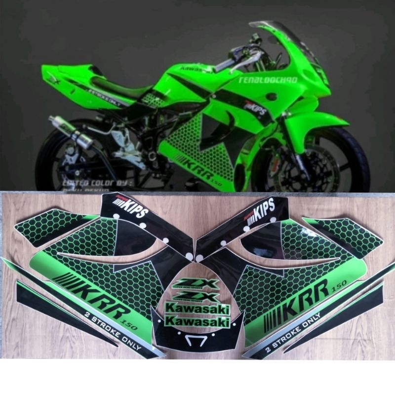 Jual Stiker striping custom fariasi ninja rr old hijau | Shopee Indonesia