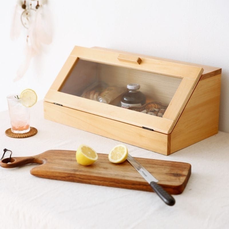 Jual Natural Bread Box/Kotak Roti Organizer kayu (401731)(402720 ...