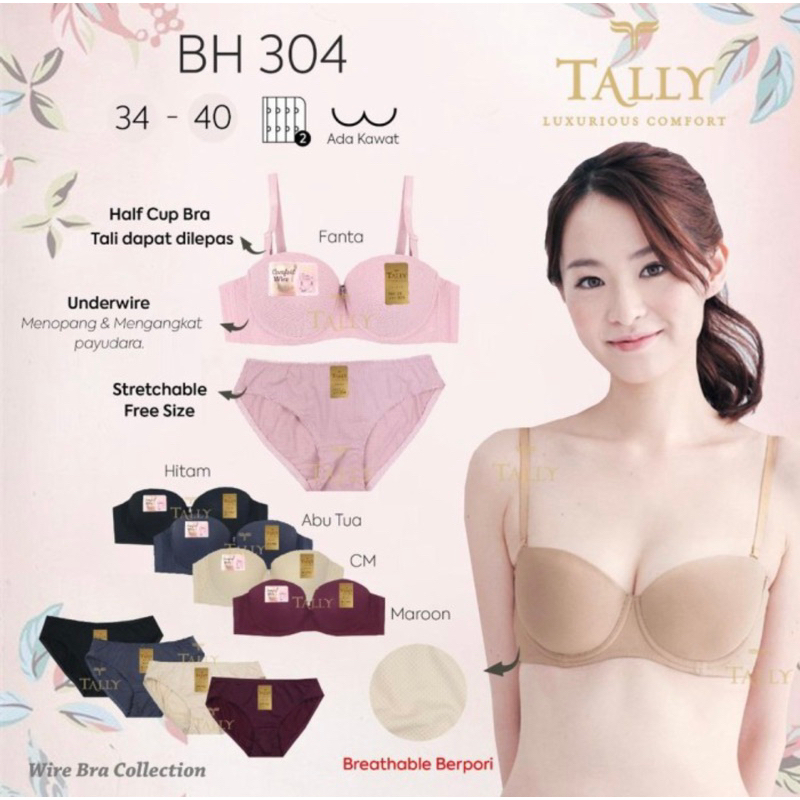 Jual Bh set | Bra + Cd TALLY 304 Pakai kawat dan busa tipis | Shopee Indonesia