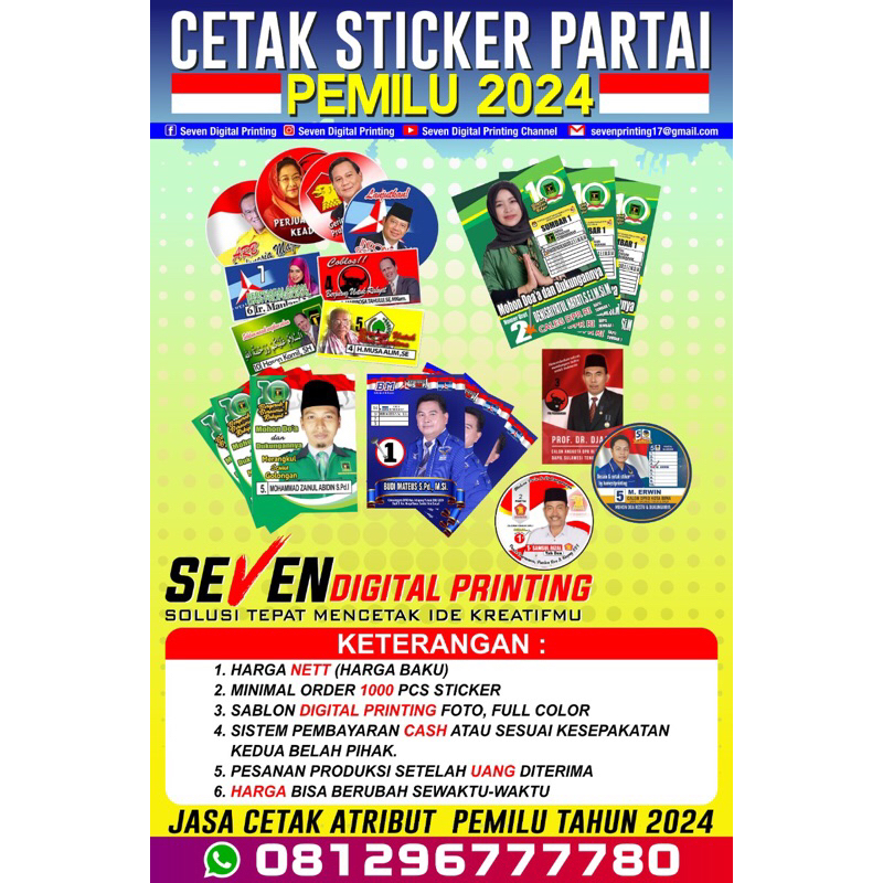 Jual cetak sticker khusus partai pemilu 2024 | Shopee Indonesia