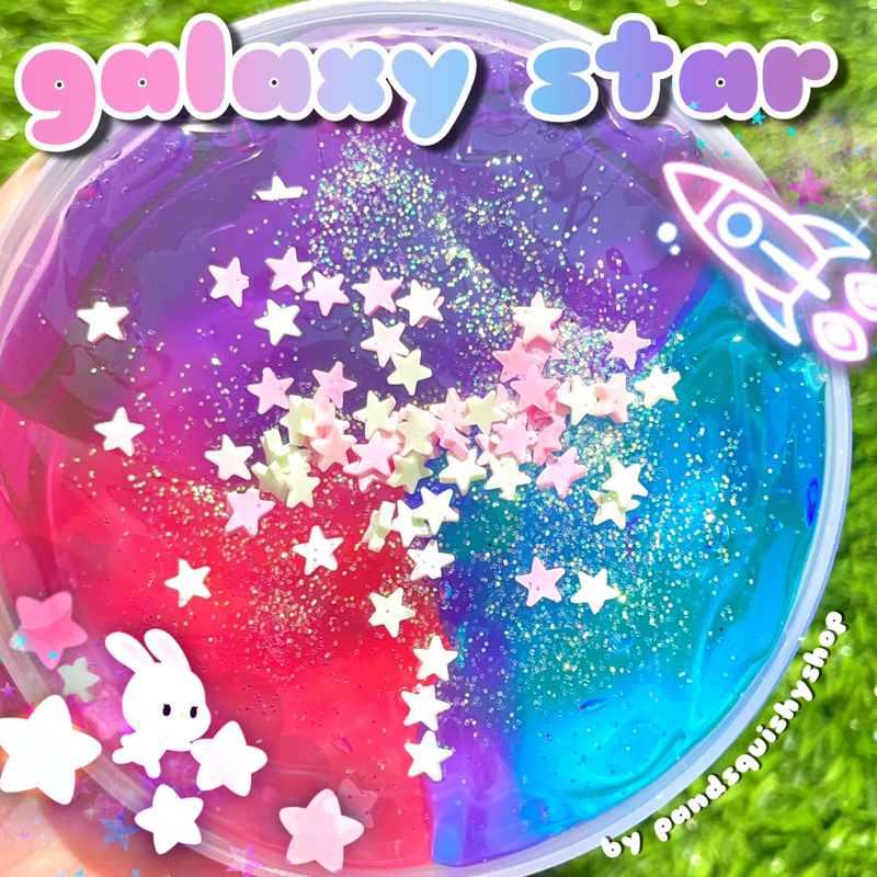 Jual Galaxy stars slime by pandaslimeshop isi 250gr / clear slime ...