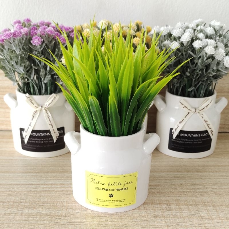 Jual RUMPUT PLASTIK ARTIFICIAL TANAMAN ARTIFICIAL BUNGA PLASTIK SET POT ...
