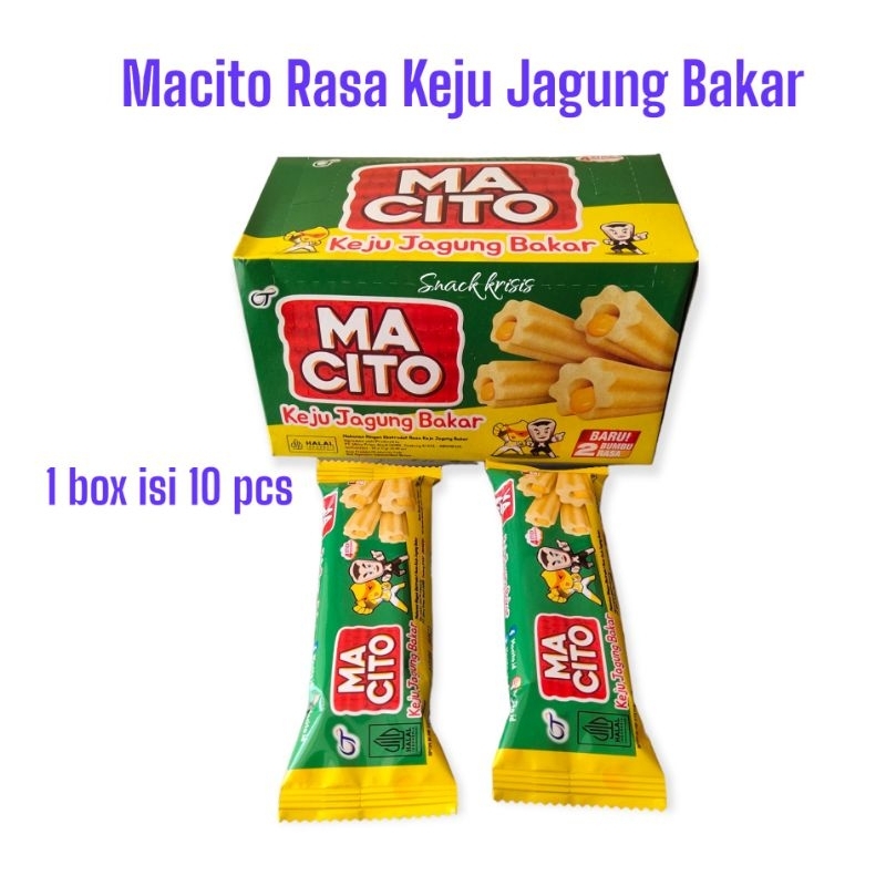 Jual 1 box Macito keju jagung bakar isi 10 x 11 gram momogi siip wafer ...