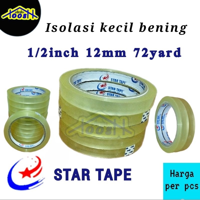 Jual SOLASI KECIL 12MM 72 YARD STAR TAPE ISOLASI BENING LAKBAN KECIL ...