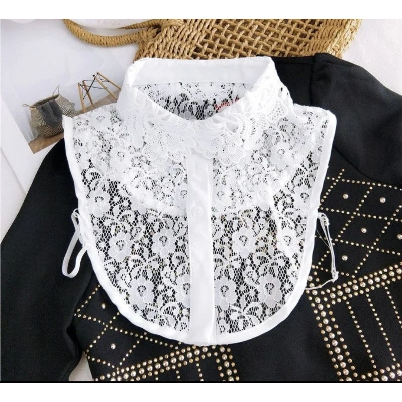Jual Lace Collar Renda Bordir Berongga / Kerah Palsu Renda Kerah Kemeja ...