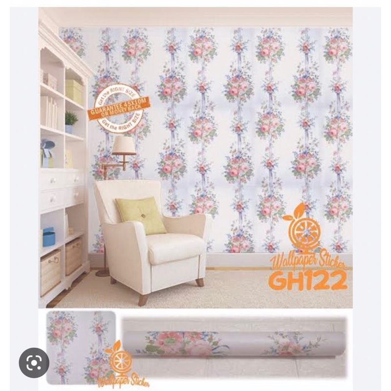 Jual wallsticker / wallpaper sticker / sticker dinding motif bunga pink ...