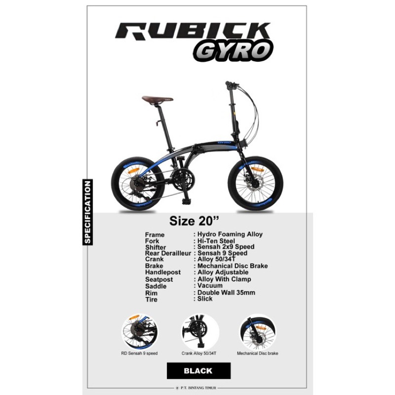 Jual Sepeda Lipat Rubick Gyro alloy 20 inch by united bike | Shopee ...