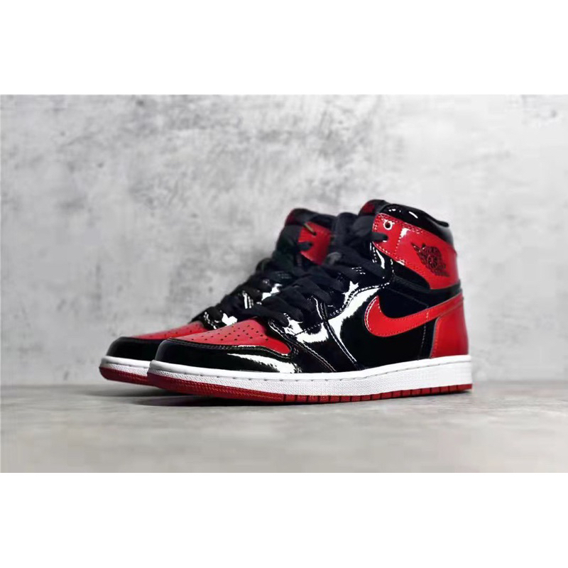 Jual Nike Air Jordan 1 Retro High OG Patent Bred Black Red Authentic ...