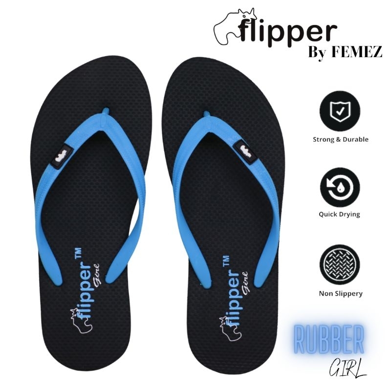 Jual Original Sandal Jepit FLIPPER By FEMEZ Girl Wanita Hitam Biru Muda ...