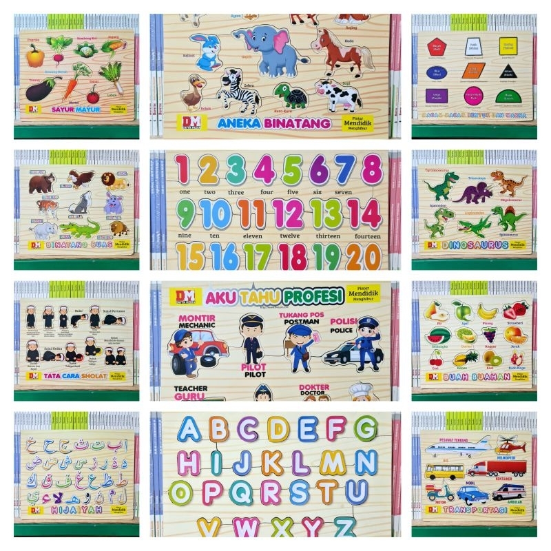 Jual Mainan Edukasi Anak Puzzle / Puzle / Pazel Kayu Angka Abjad Buah ...