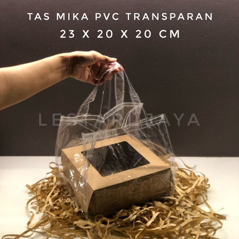 Jual Tas Mika PVC Transparan 23x20x20 CM Tas Mika PVC Polos Goodiebag ...