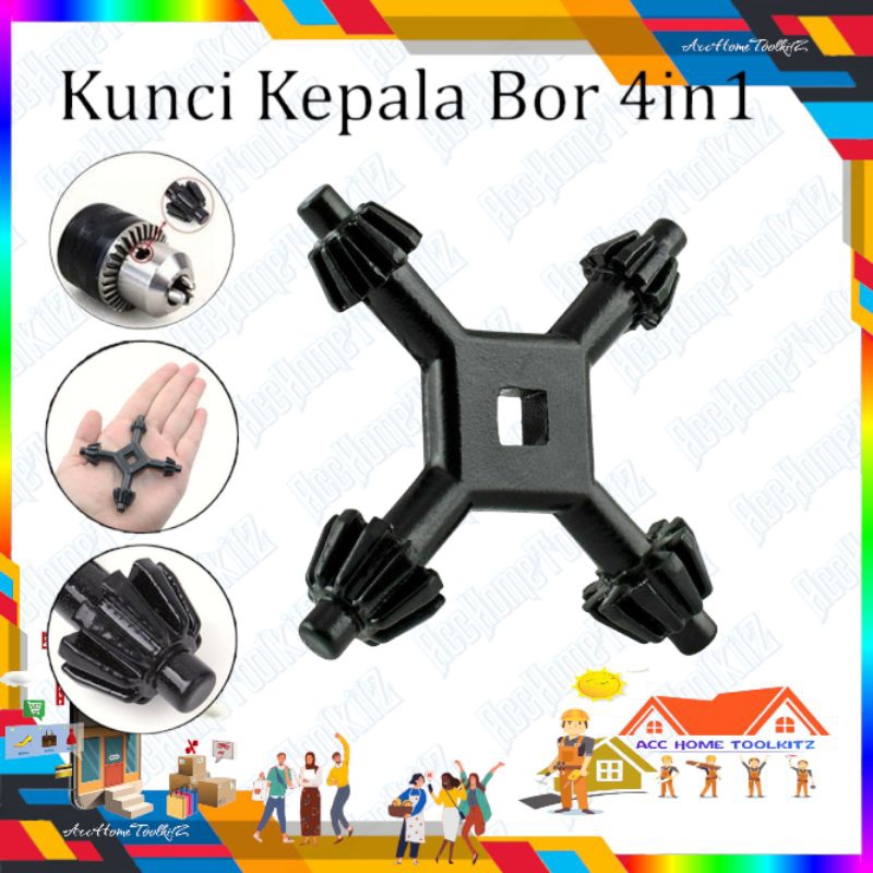 Jual Kunci Kepala Bor 4 in 1 Drill Chuck Key Alat pembuka Mata Bor ...