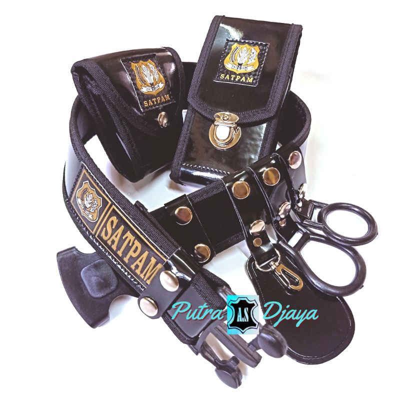 Jual Kopel satpam security hitam kilap lengkap gesper klik | Shopee ...