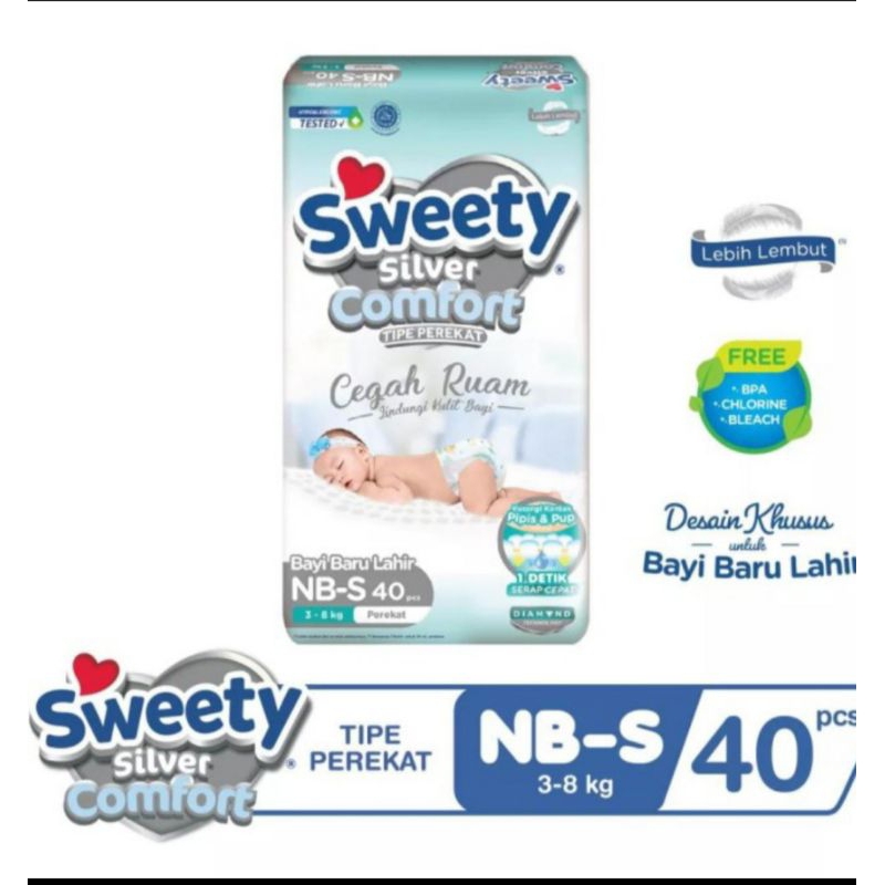 Jual Popok Sweety Silver perekat newborn NB-S40 | Shopee Indonesia