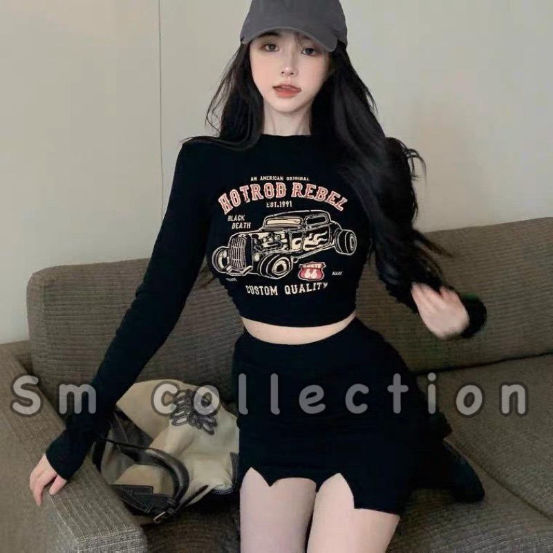 Jual Sm Collectionn Crop Top Wanita Knit Rib Hotrod Rebelcrop Top Rib 0053