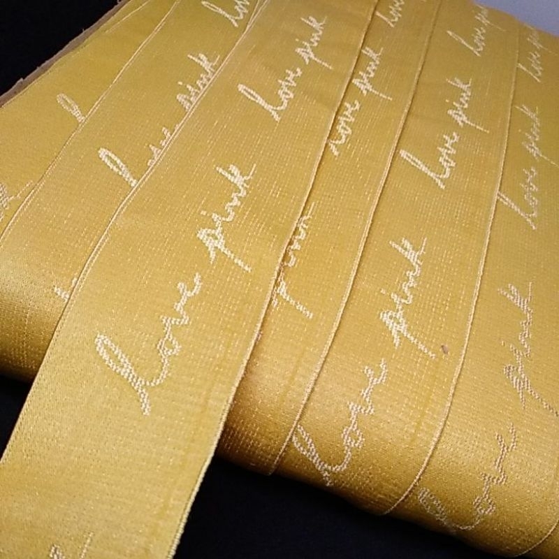 Jual karet tulisan love pink 3,8 cm (kuning) per meter | Shopee Indonesia