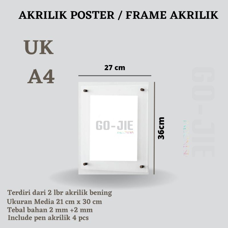 Jual Frame Akrilik Poster Dinding/ Frame Foto Akrilik Uk A4 Tebal 2+2 ...
