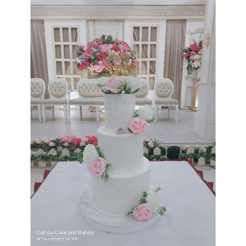 Jual Cake Wedding 3 Tingkat Small / Cake Wedding Tinggi/Cake Wedding ...