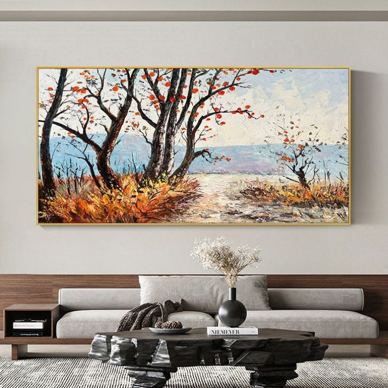 Jual Lukisan abstrak modern pantai 60x120cm frame hiasan dinding ...