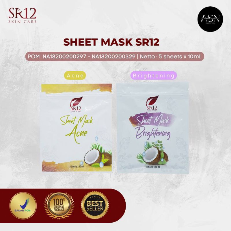Jual sheet mask brightening/acne Sr12,Mengatasi masalah kulit berminyak dan berjerawat ...