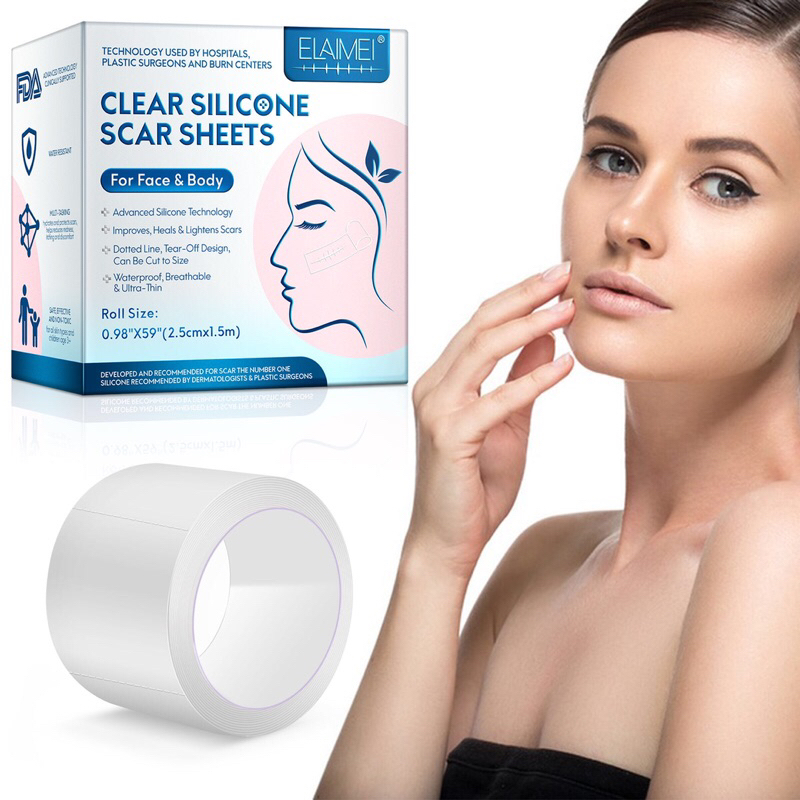 Jual ELAIMEI Clear Silicone Scar Sheets Plester Silikon Penghilang ...