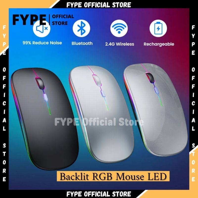 Jual Mouse Wireless Bluetooth RGB Ultra Thin Silent Click Rechargeable ...