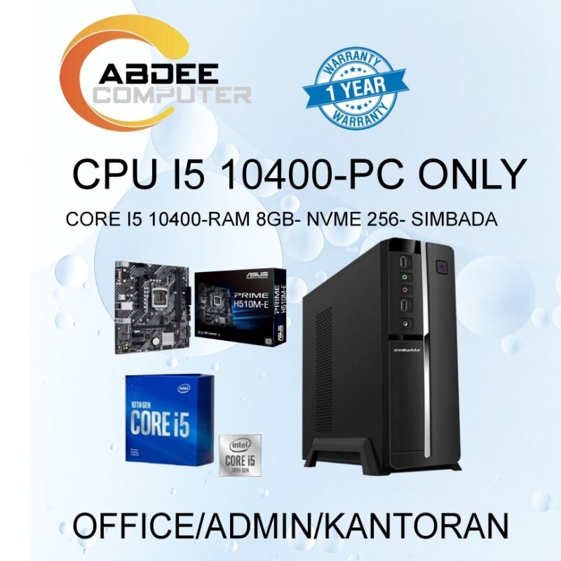 Jual CPU RAKITAN CORE I5 10400 ( GEN 10 ) RAM 8 GB NVME 256 GB + MONITOR 19 IN PC ADMIN | Shopee ...