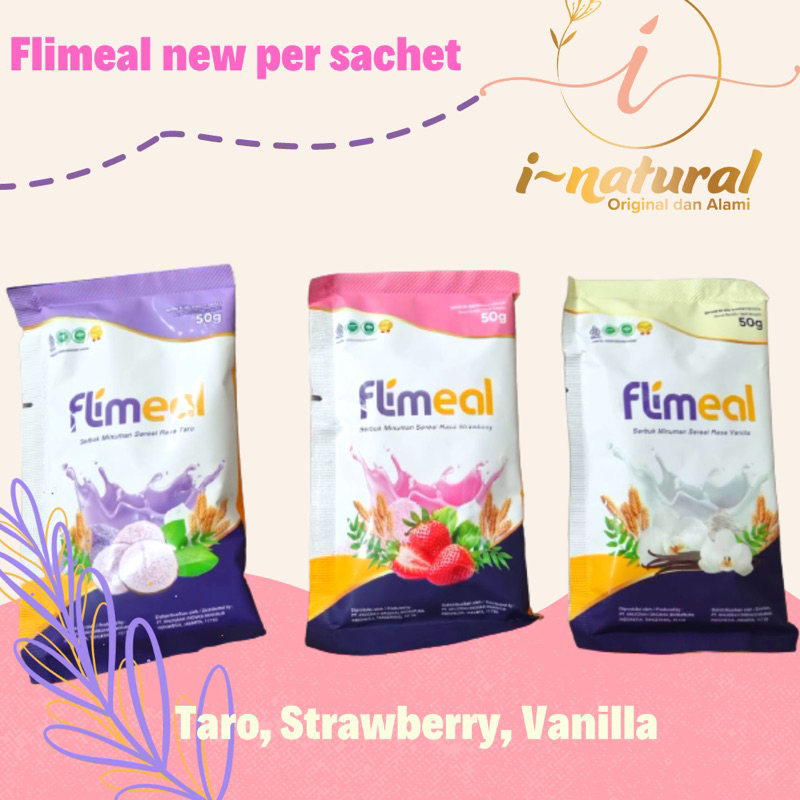 Jual 𝖎 𝖓𝖆𝖙𝖚𝖗𝖆𝖑 | Flimeal Rasa Baru Sachet (Taro, Strawberry, Vanilla ...