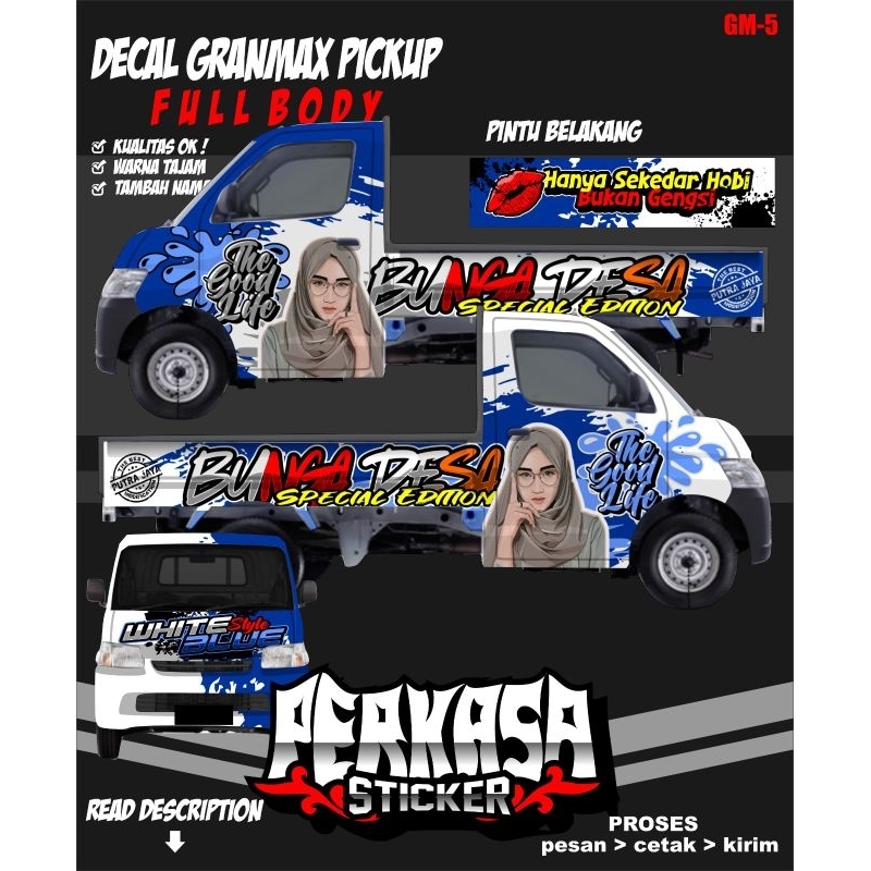 Jual decal printing full body grandmax pickup keren putih biru (gm-5 ...