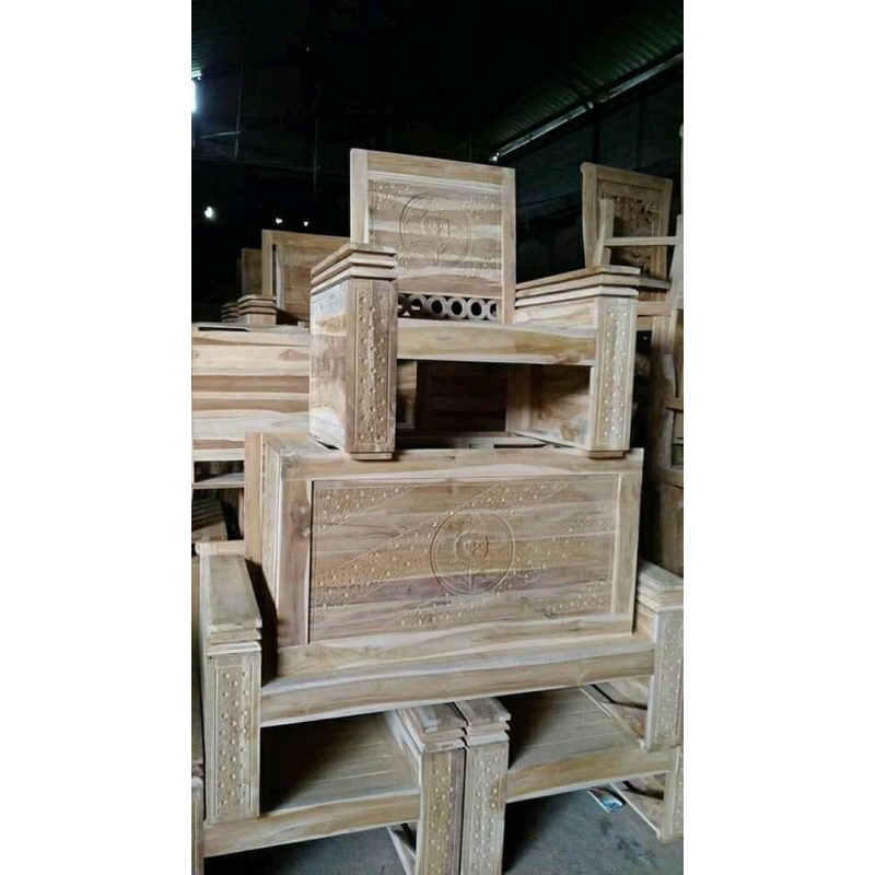 Jual KURSI TAMU SUDUT JATI MODEL DOMINI | Shopee Indonesia