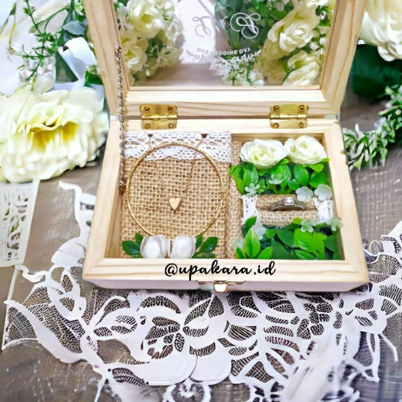 Jual Kotak Cincin Nikah Lamaran Mahar Kayu/ Ring Box kayu/ Ring Bearer ...