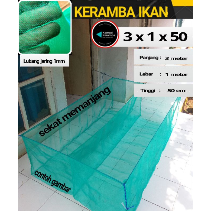 Jual keramba kasa hijau 3x1x50 plus sekat memanjang karamba jaring ikan ...