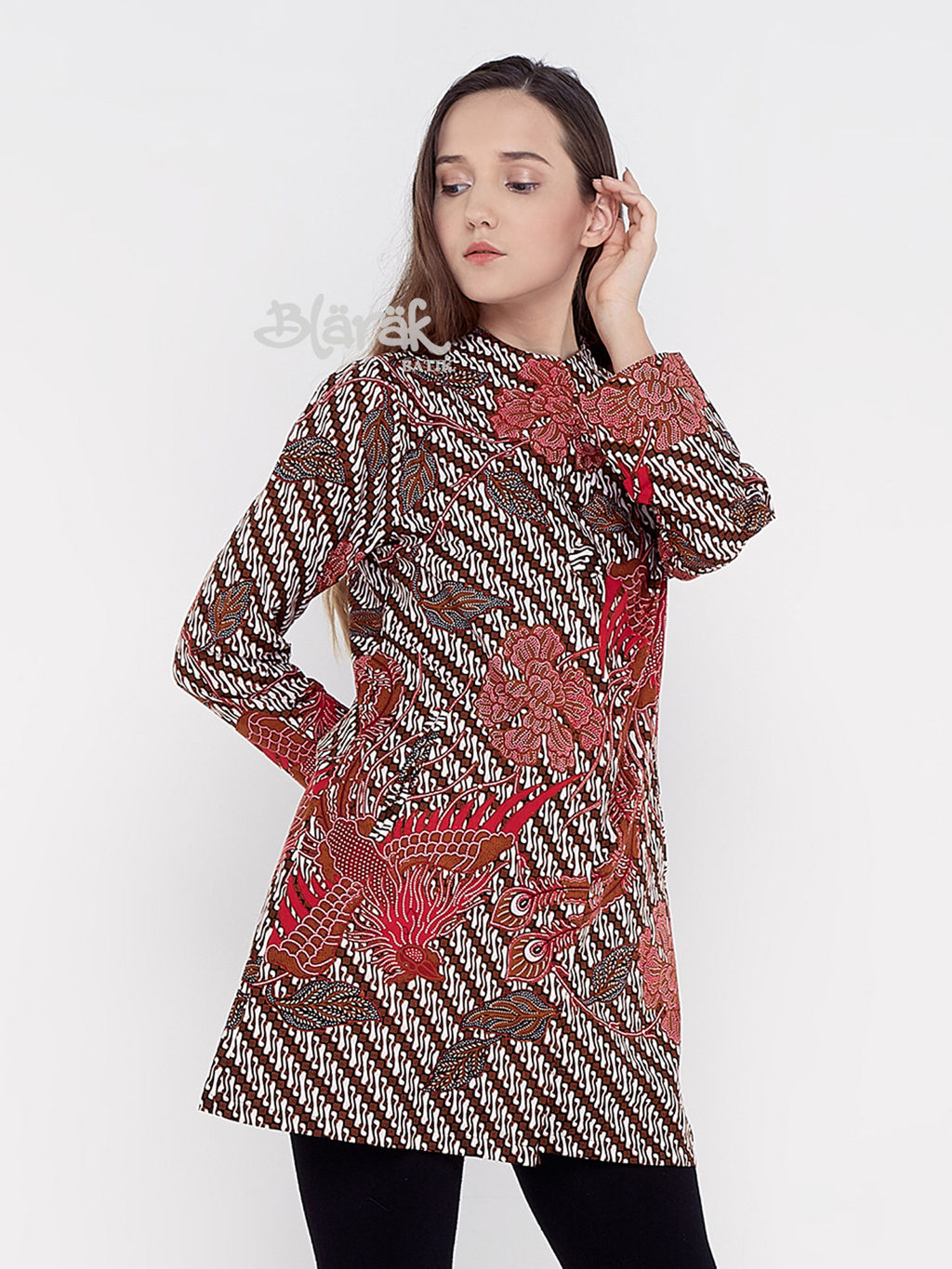 Jual BLARAK - Tunik Batik Wanita Seno Merak Merah Putih | Shopee Indonesia