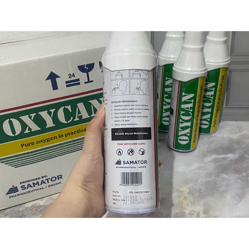 Jual Oxycan Green Oksigen Portable Oksigen Tabung Kaleng 500cc Samator Group | Shopee Indonesia